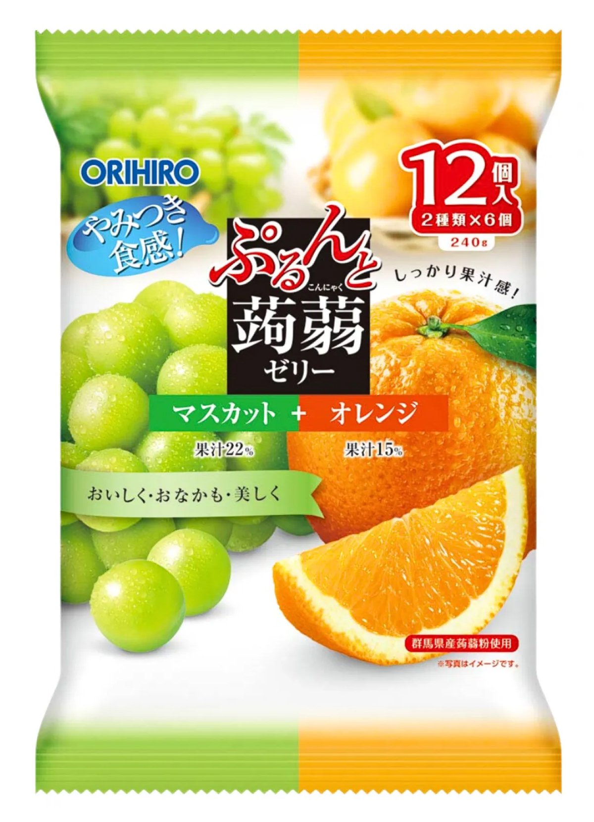 Prune & Konjac Jelly Pouch - Muscat & Orange (Orihiro) - 240gr.